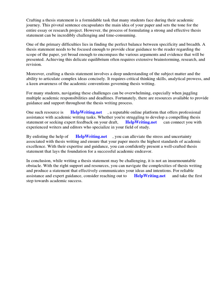Examples of Writing Thesis Statement | PDF