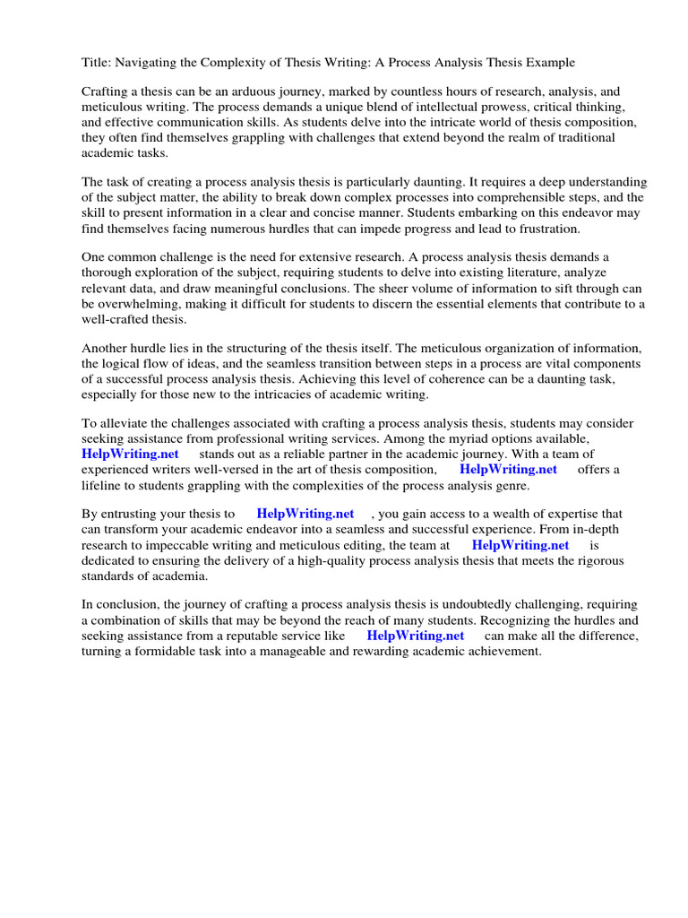 Process Analysis Thesis Example | PDF