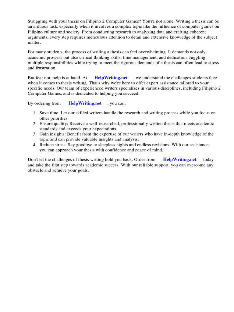 Thesis Filipino 2 Computer Games | PDF | Philippines | Thesis