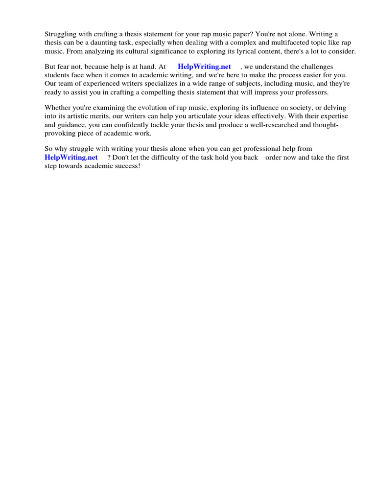 Thesis Statement Examples For Rap Music | PDF | Thesis | Hip Hop Music