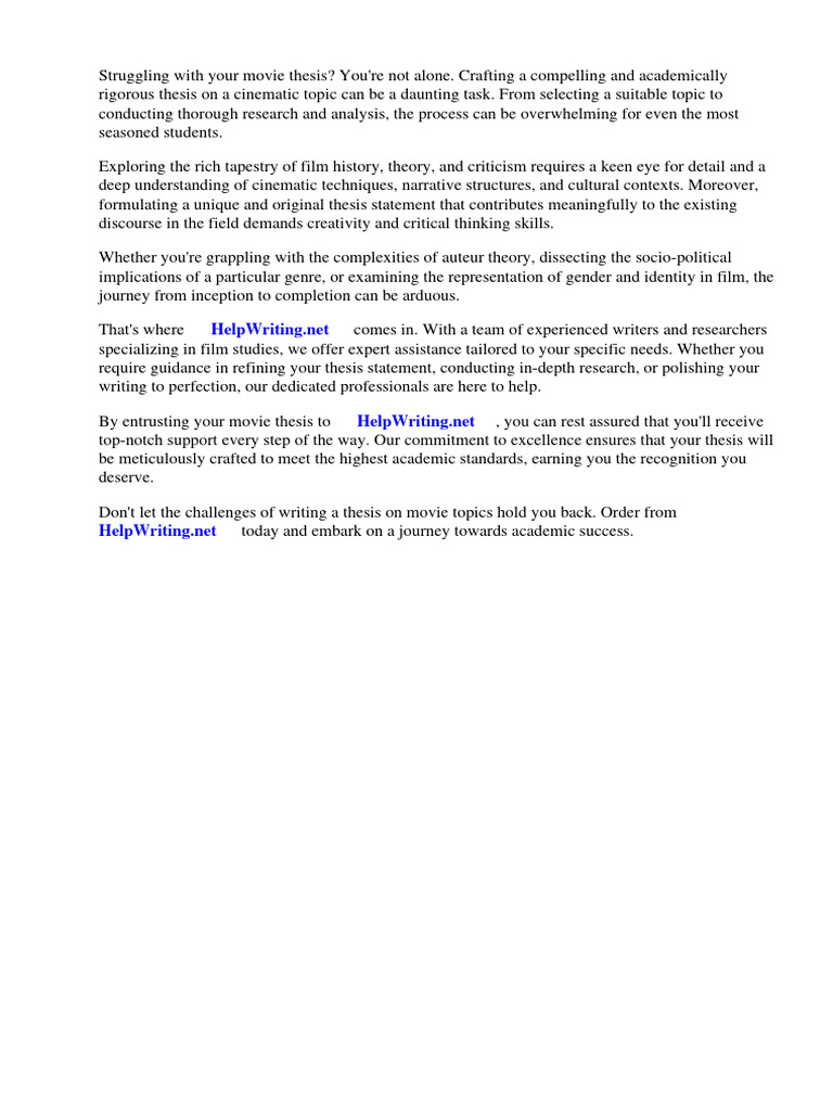 Movie Thesis Ideas | Download Free PDF | Thesis | Animation