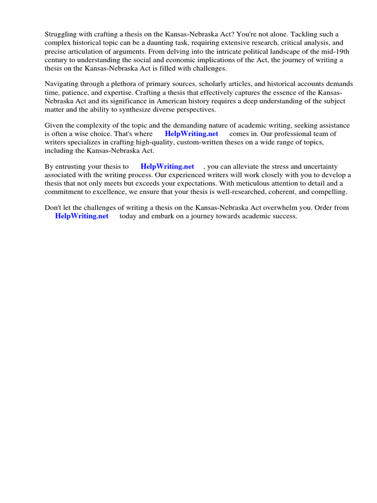 Kansas Nebraska Act Thesis | PDF