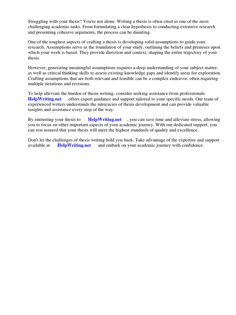 Thesis Assumptions Examples | Download Free PDF | Argument | Reason