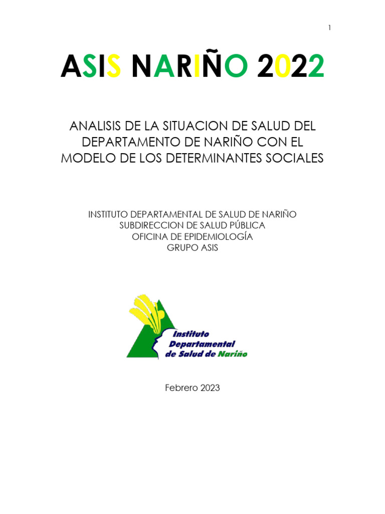 Analisis de Situacion de Salud en El Departamento - Nariño - ASIS - 2022 | PDF | Tasa de ...