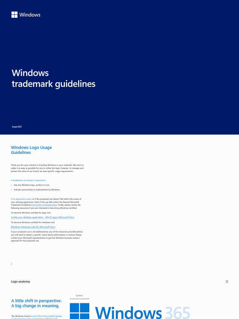 Windows Trademark Guidelines 2023 | PDF | Logos | Microsoft Windows