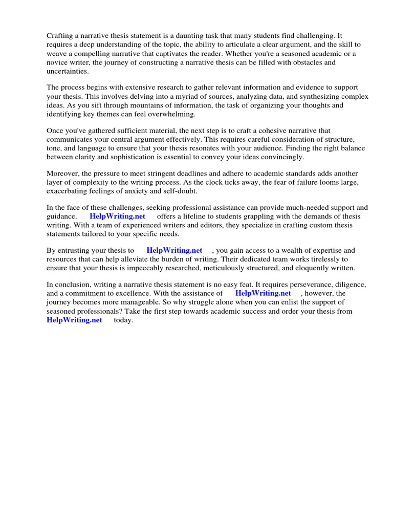 Narrative Thesis Statement Builder | PDF