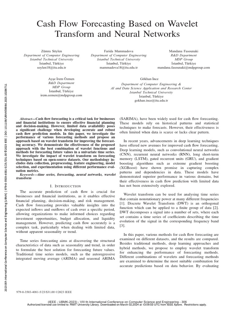 Cash Flow Forecasting Based On Wavelet Transform And Neural Networks