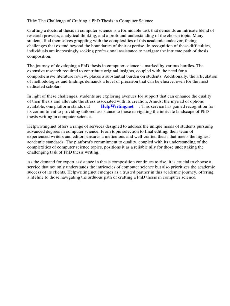 PHD Thesis Computer Science Topics | PDF | Computer Science | Thesis