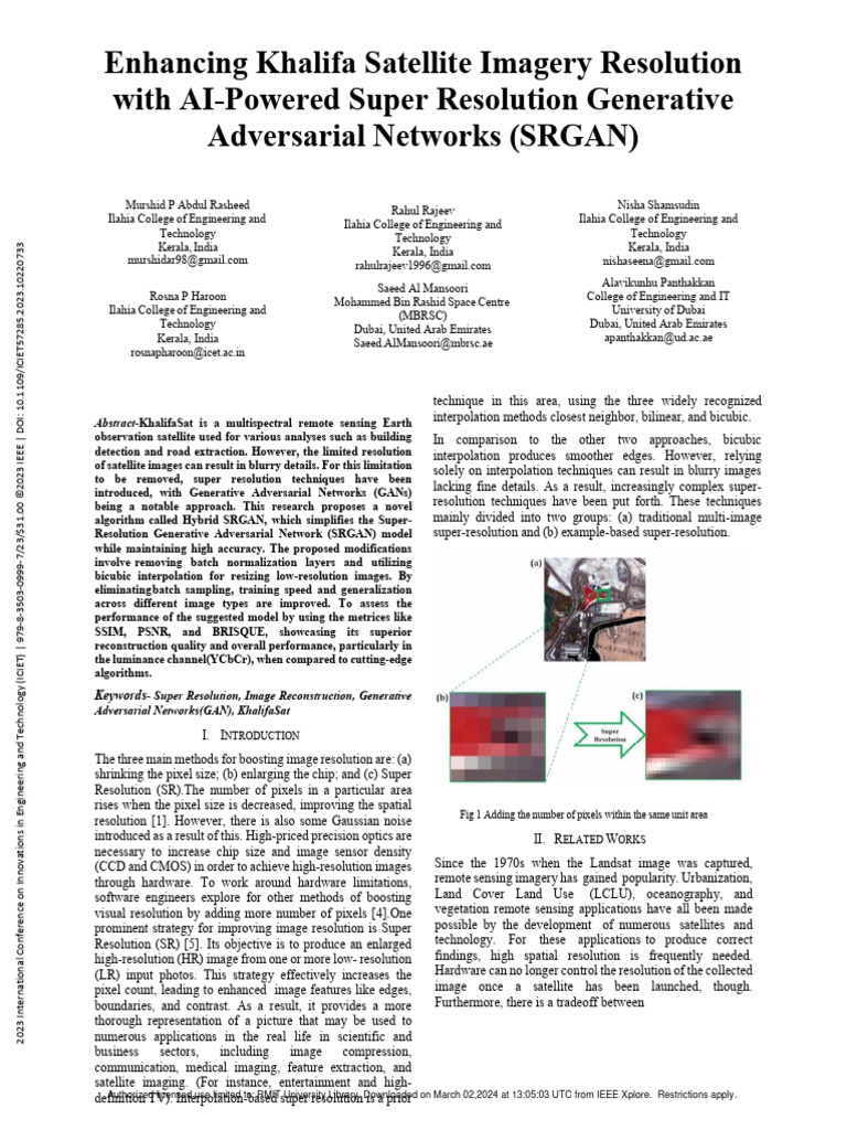 Enhancing Khalifa Satellite Imagery Resolution With AI-Powered Super Resolution Generative ...