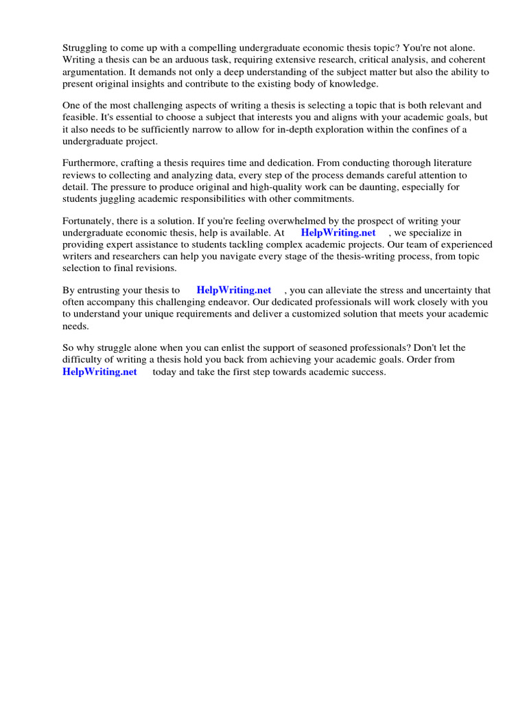 Undergraduate Economic Thesis Topics | PDF | Economics | Thesis