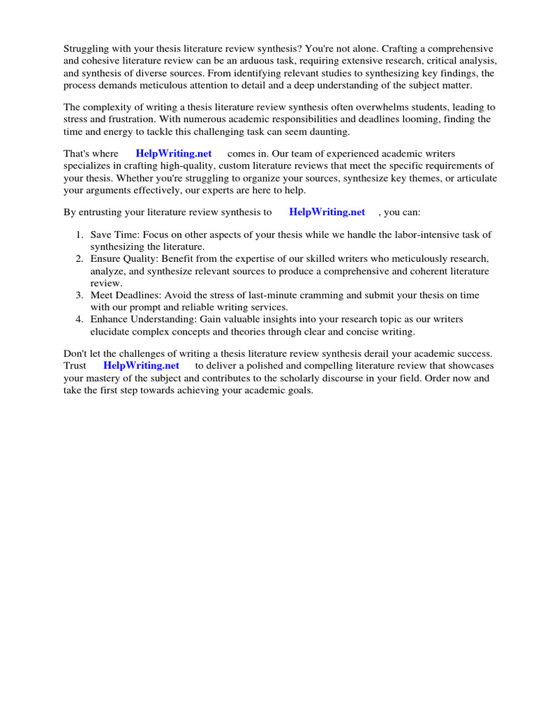 Literature Review Synthesis | PDF | Apa Style | Essays