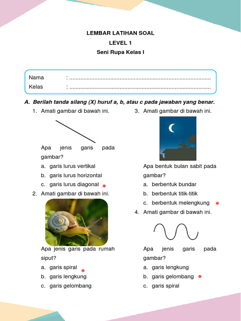 Latihan Soal Kelas 1 SD Seni Rupa | PDF