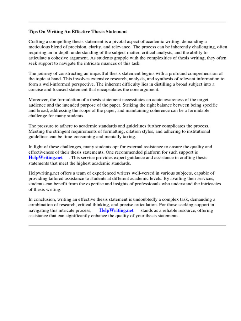 Tips On Writing An Effective Thesis Statement | PDF | Career & Growth