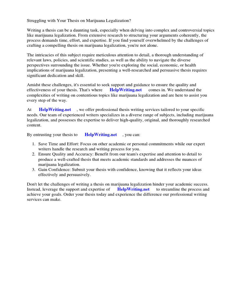 Thesis Marijuana Legalization | PDF | Self-Improvement