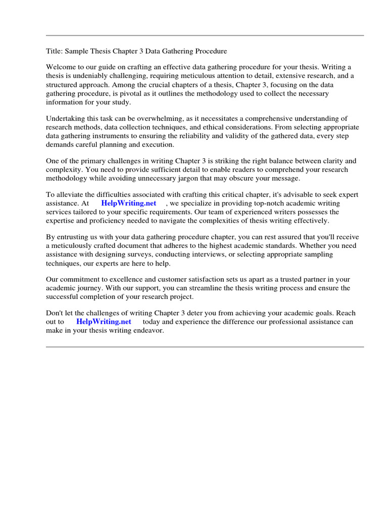 Sample Thesis Chapter 3 Data Gathering Procedure | PDF