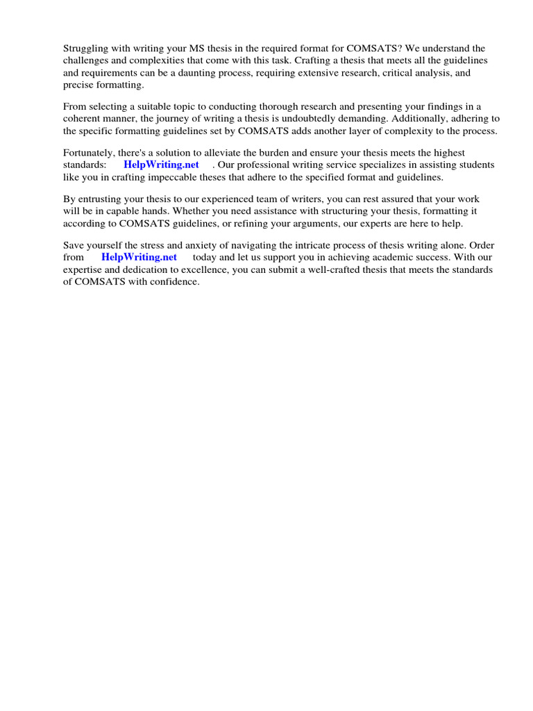Ms Thesis Format Comsats | PDF