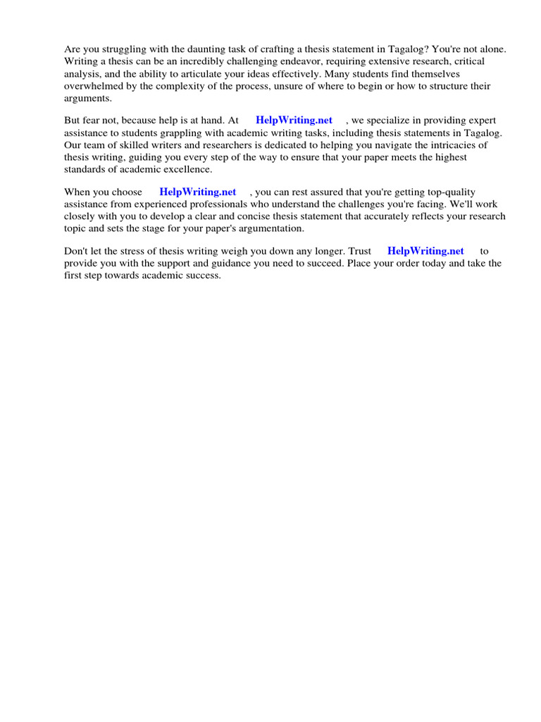 Paano Gumawa NG Thesis Statement Sa Tagalog | PDF | Tagalog Language ...