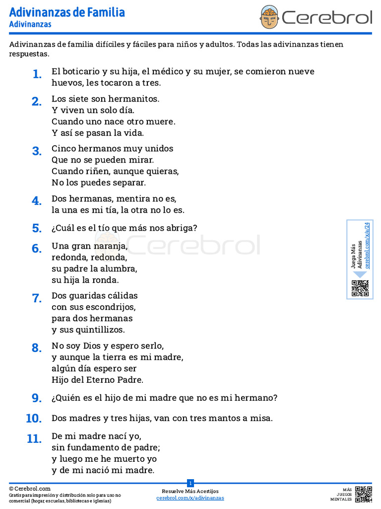 Adivinanzas de Familia | PDF