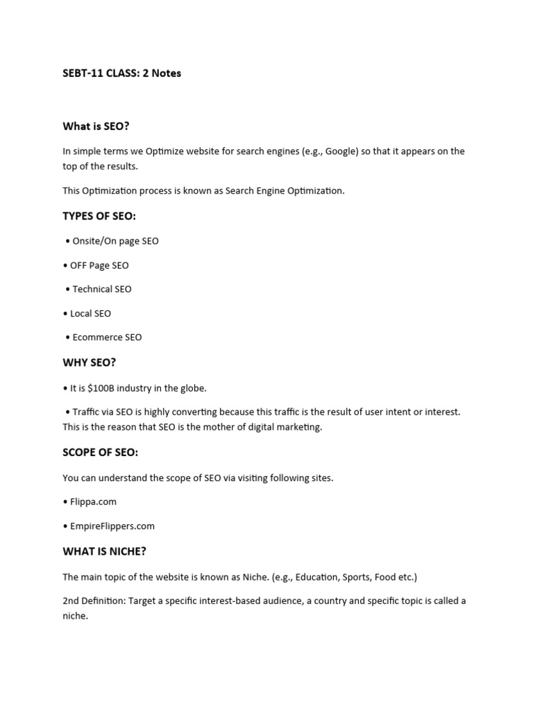 SEBT Class 2 Notes | PDF