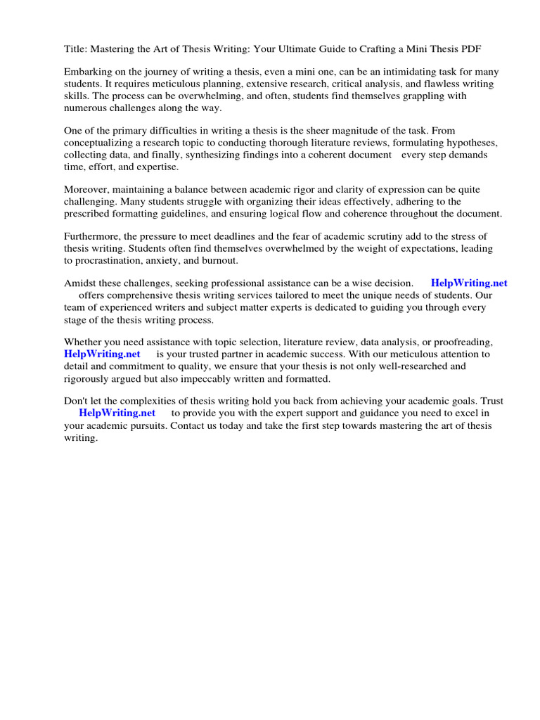 How To Write A Mini Thesis PDF | PDF