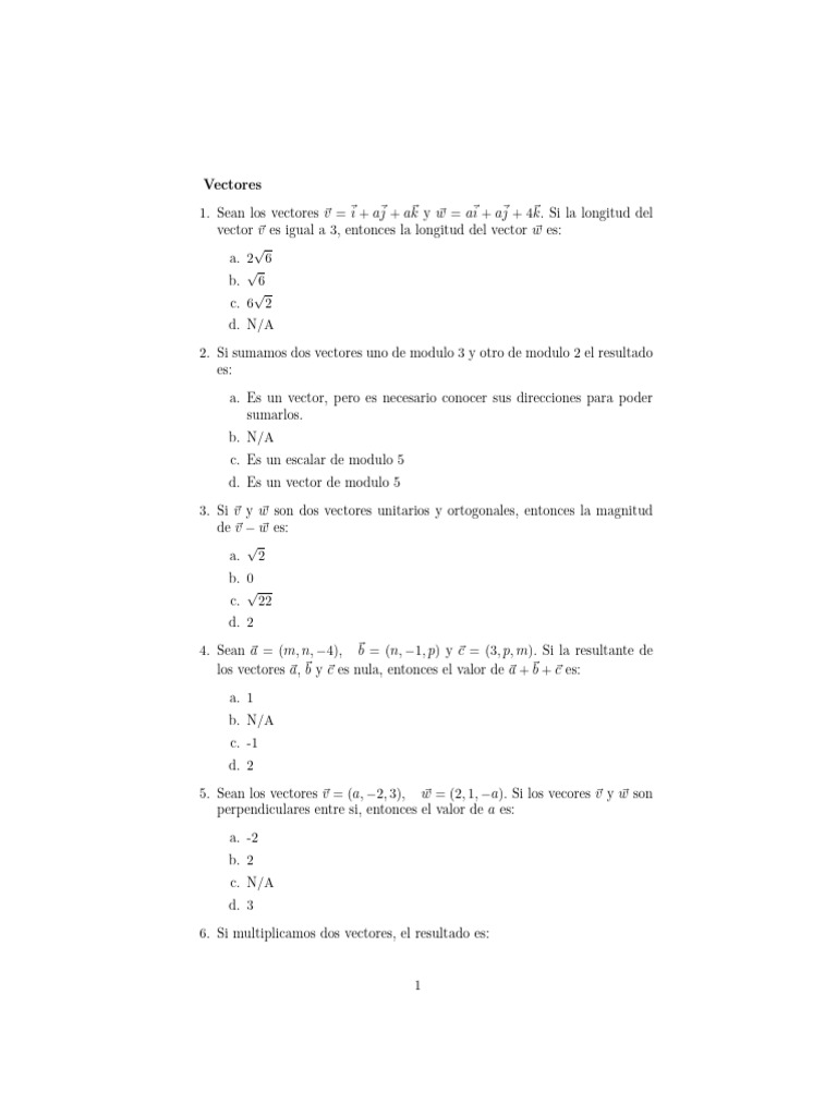 Vectores | PDF | Vector Euclidiano | Escalar (Matemáticas)