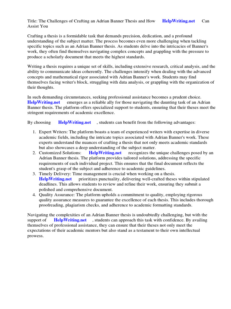 Adrian Banner Thesis | Download Free PDF | Thesis | Expert