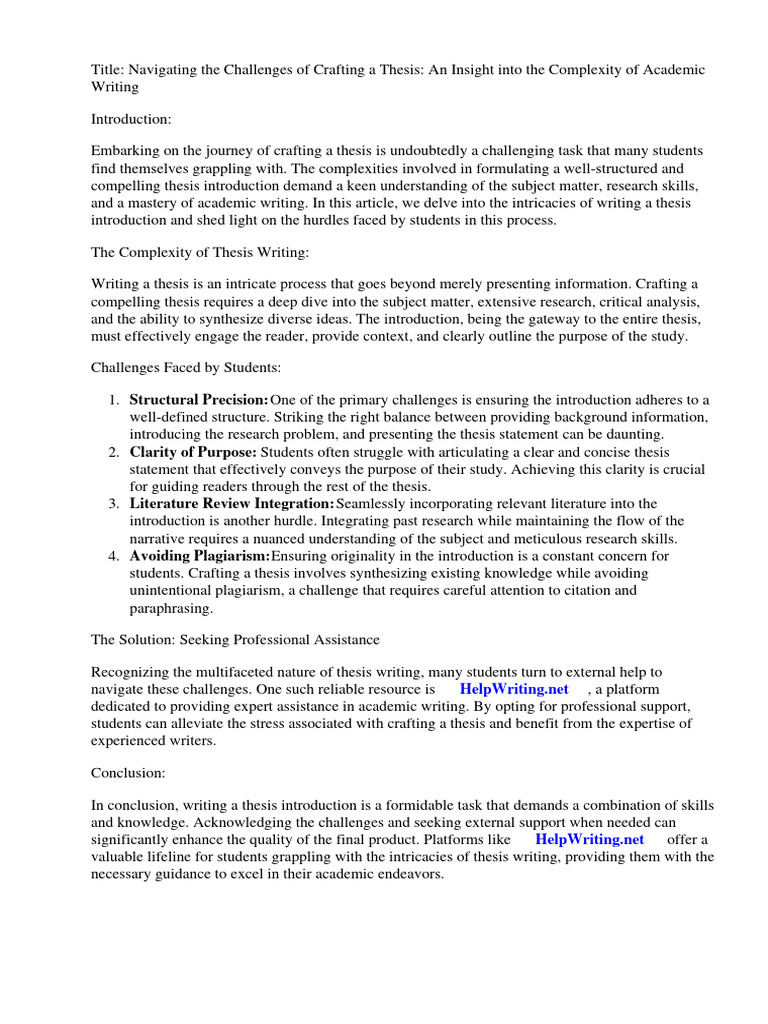 Sample Essay Introduction and Thesis | PDF