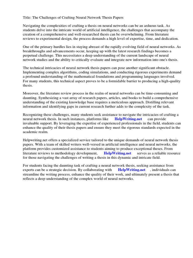 Neural Network Thesis Papers | PDF