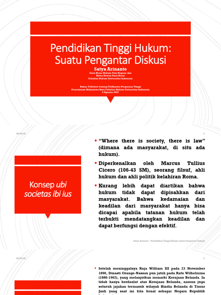Satya Arinanto - Bahan Presentasi PMB FH-UI, 6 Agustus 2022 | PDF