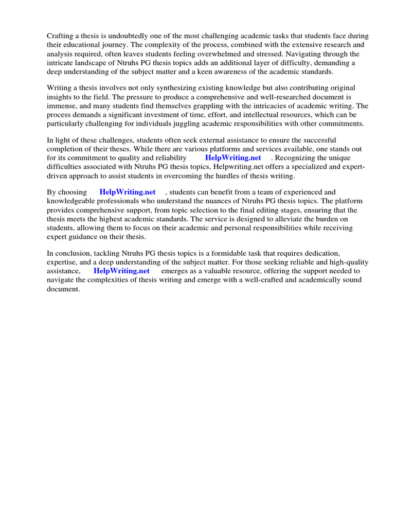 Ntruhs PG Thesis Topics | PDF