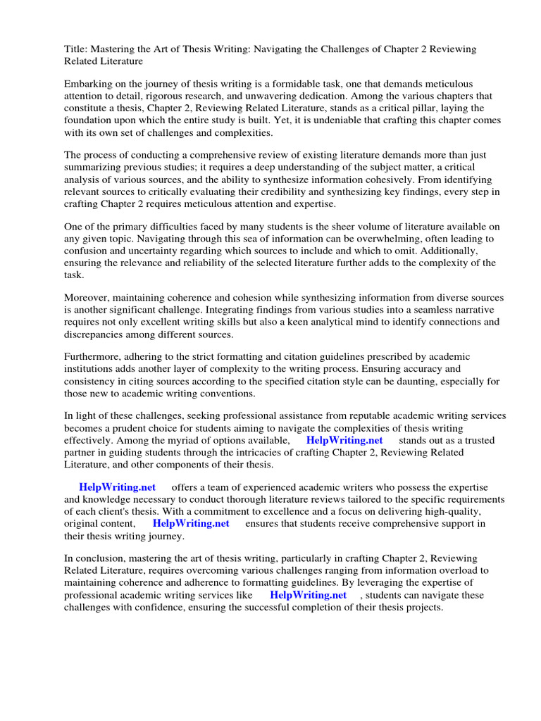 Sample Chapter 2 Thesis Review Related Literature | PDF