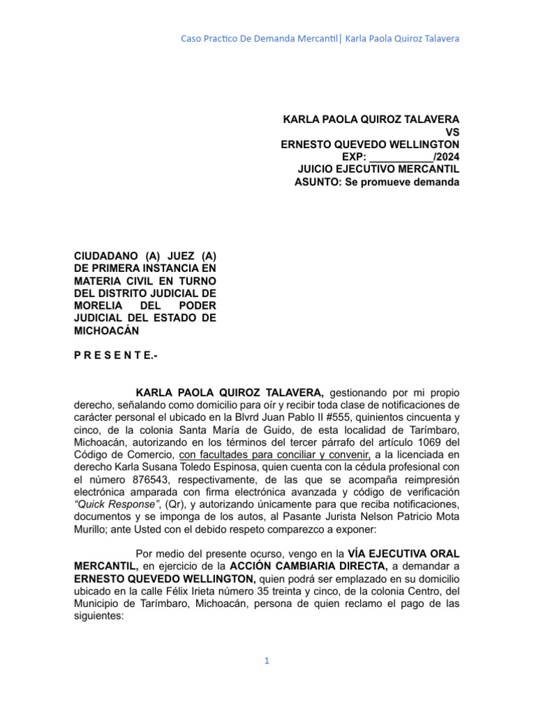 Ejemplo de demanda Caso Practico | PDF