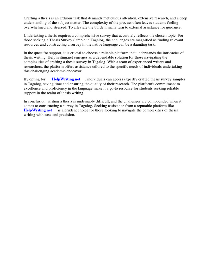 Thesis Survey Sample Tagalog | PDF