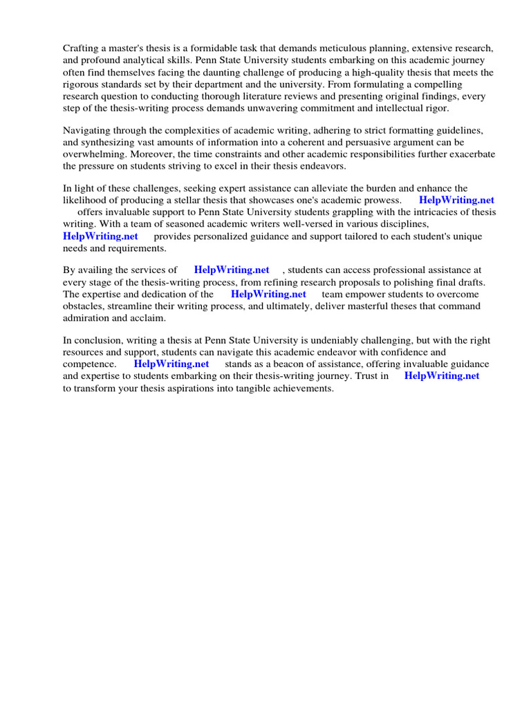 Penn State University Master Thesis | PDF | Thesis | Doctor Of Philosophy