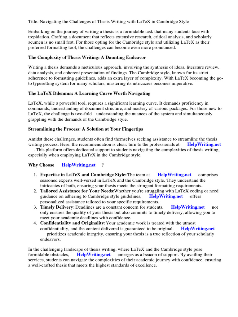 Thesis Template Latex Cambridge | PDF