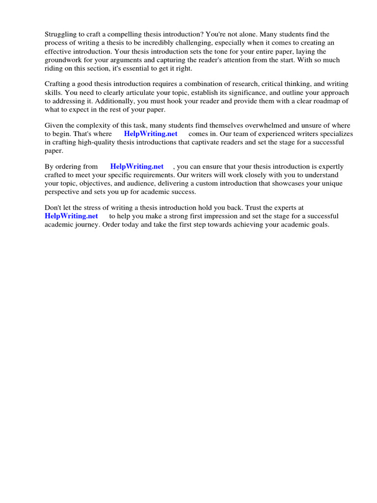 Examples of A Good Thesis Introduction | PDF