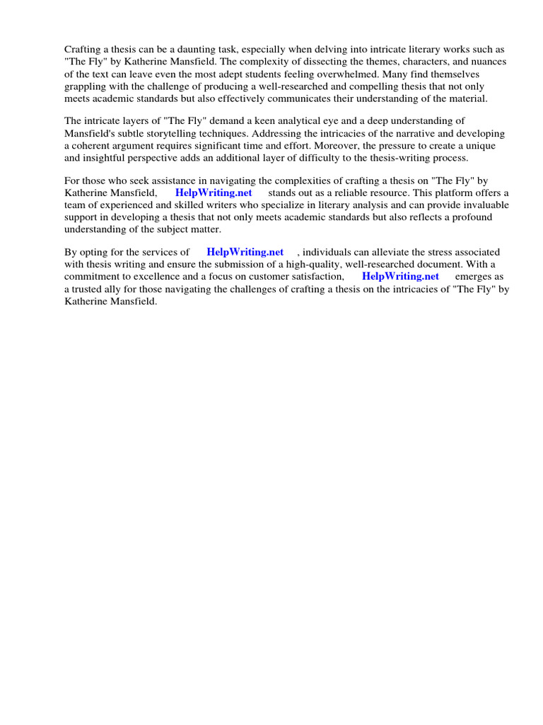 The Fly by Katherine Mansfield Thesis | PDF | Grief