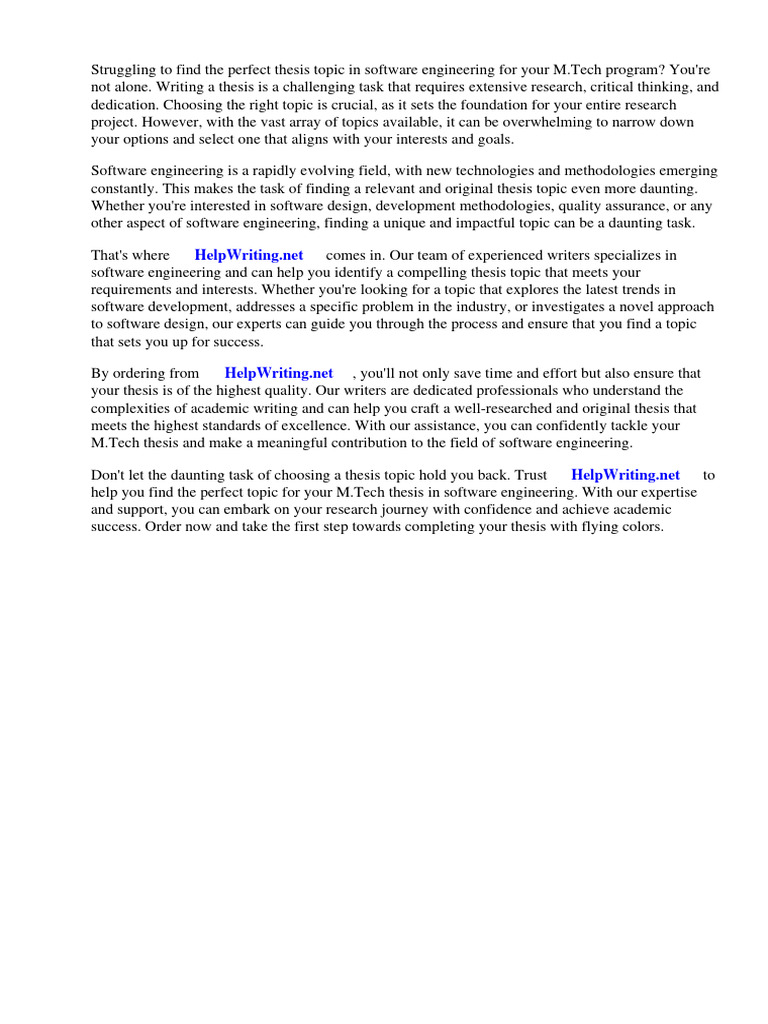 Thesis Topics in Software Engineering For M.tech | PDF