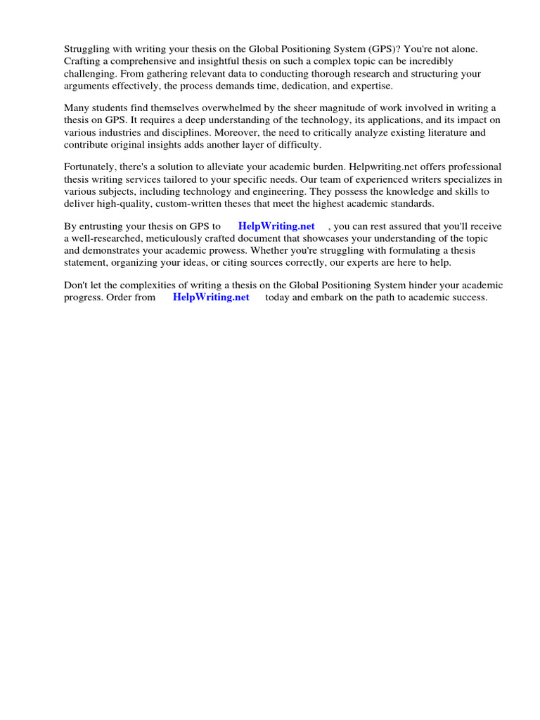 Thesis Help for GPS Research | PDF