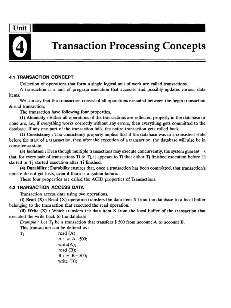 Dbms Unit 4 | PDF | Database Transaction | Acid Dbms Unit 4 | PDF | Database Transaction | Acid