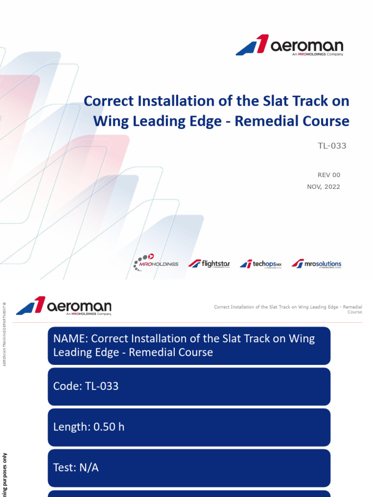 Manual Tl-033 Correct Instalation of Slat Track On Wing Leading Edge ...