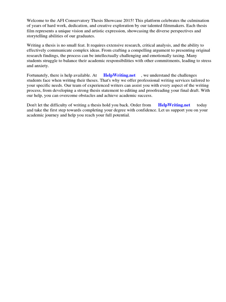 Afi Conservatory Thesis Showcase 2015 | PDF