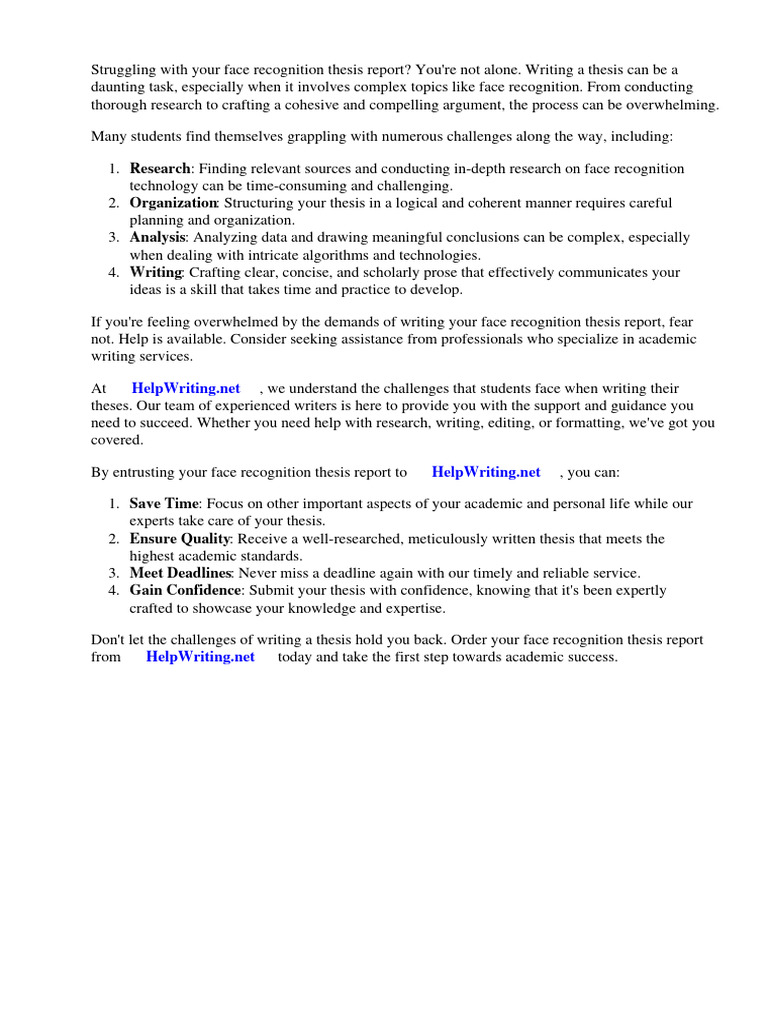 Face Recognition Thesis Report | PDF | Biometrics