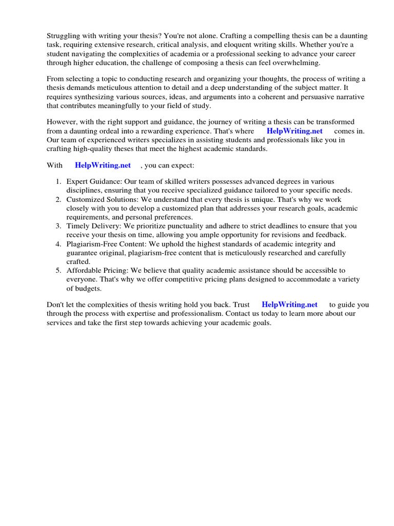 Expert Thesis Writing Assistance | PDF