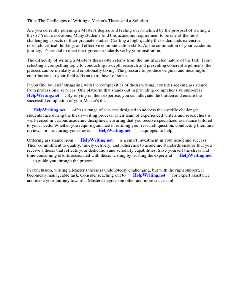 Do You Need To Write A Thesis For Masters Degree | PDF | Thesis | Simulation