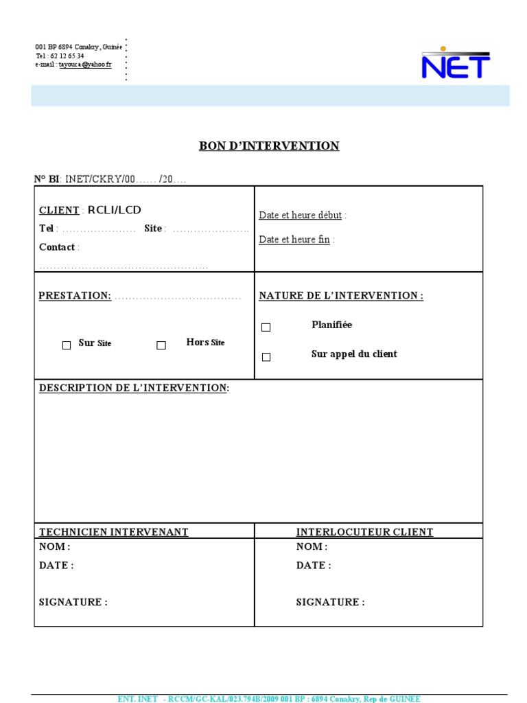 Bon Intervention INET | PDF
