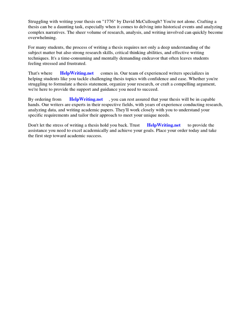 Main Thesis 1776 David Mccullough | PDF