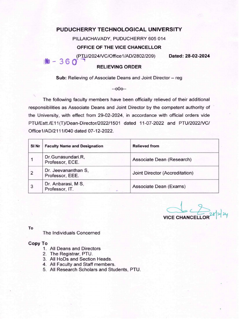 Relieving Order | PDF