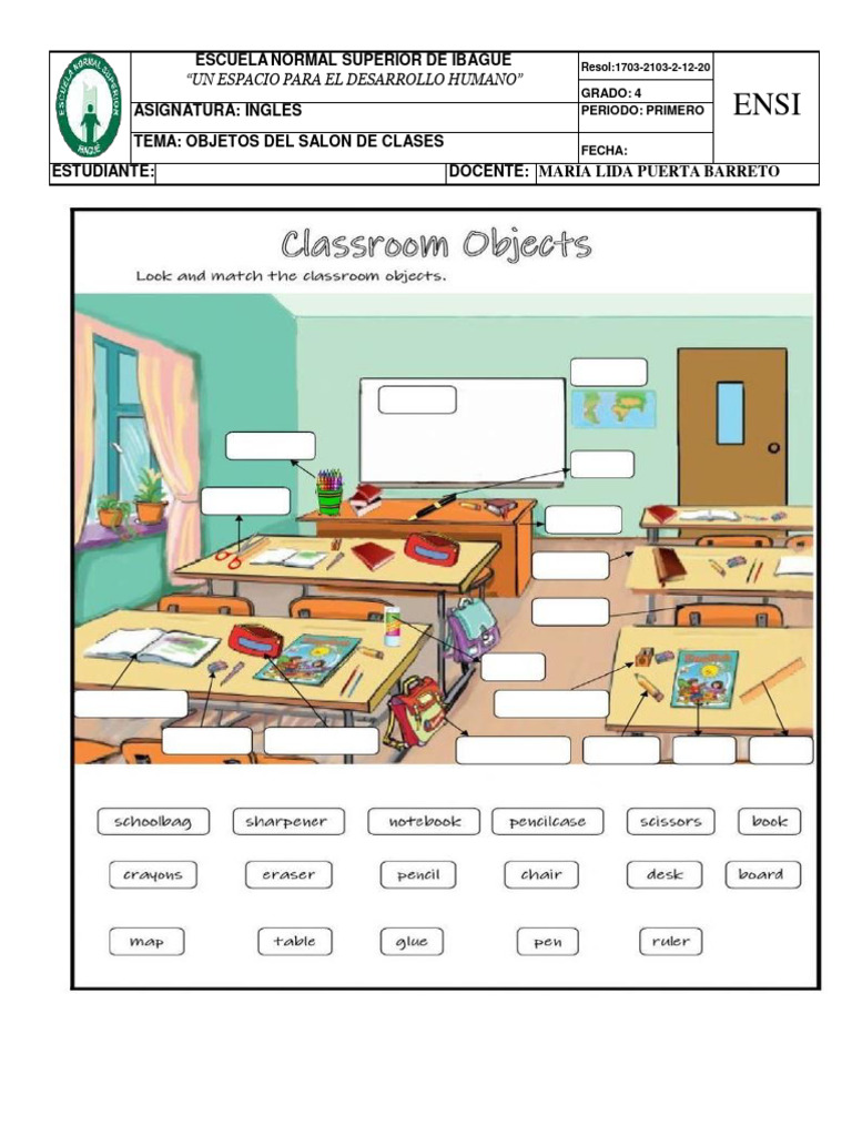 Guia Objetos Salon de Clase | PDF