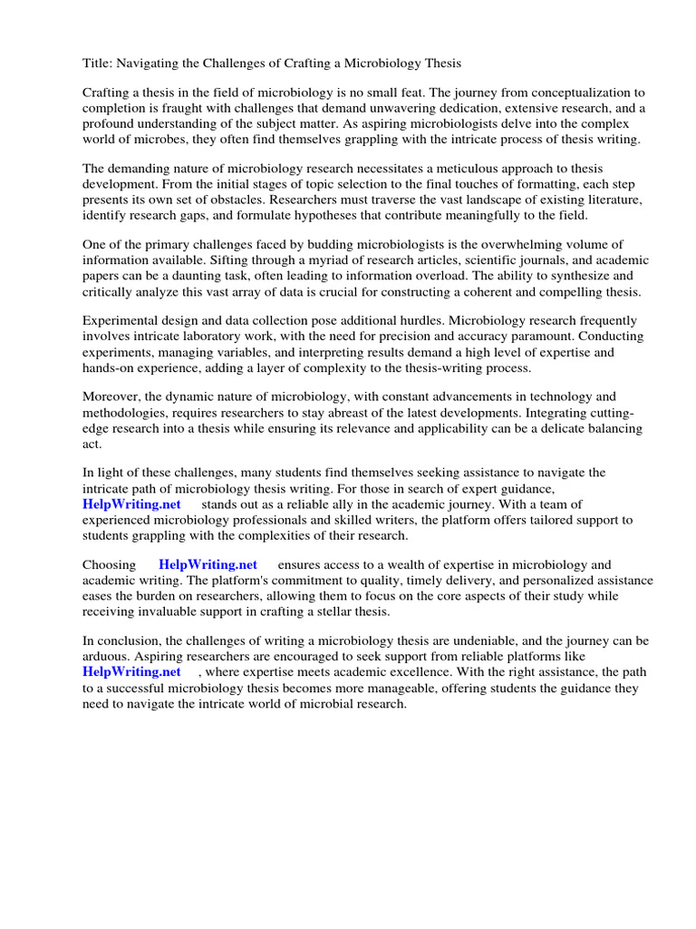 Microbiology Thesis Example | PDF | Microbiology | Bacteria